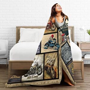 Motorcycle Gifts for Men and Women Throw Blanket for Couch Sofa Bed Plush Throw Fleece Blanket Soft Cozy Bedding for Kids and Adults Bedroom 50x40 Inch