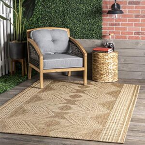 nuloom ranya tribal indoor/outdoor area rug, 6′ 7″ x 9′, light brown