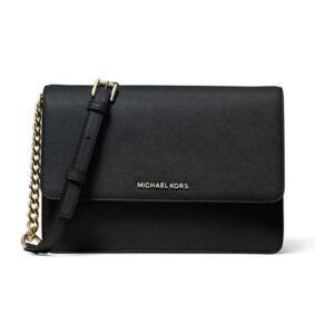 michael kors daniela large saffiano leather crossbody bag (black)