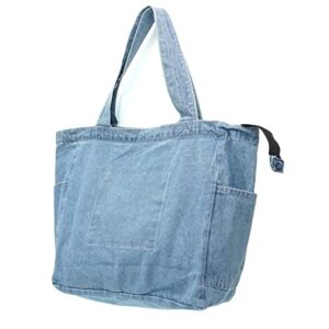 YunZh Denim Tote Bag Casual Style Lightweight Classic Retro Travel Shopper Shoulder Handbag