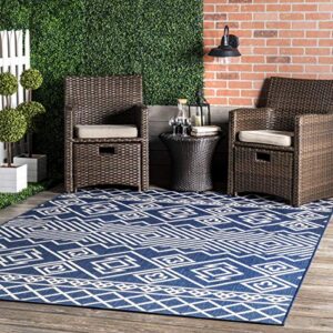 nuloom celine aztec indoor/outdoor area rug, 5′ x 8′, blue