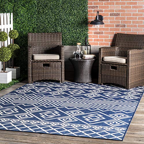 nuLOOM Celine Aztec Indoor/Outdoor Area Rug, 5' x 8', Blue