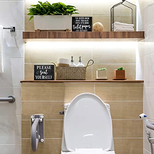 2 Pieces Funny Farmhouse Bathroom Decor You Never Know What You Have Until It's Gone Toilet Paper Sign Please Seat Yourself Sign Humor Toilet Box Plaque for Toilet Decoration, 4 x 5 Inch (Black)