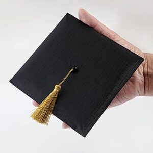 Graduation Gift Box.Cards Box For Son Daughter Children, Or Friendship and Teachers Doctoral Cap Shaped with Yellow Tassel For Congrats Graduation Ceremony Party, Jewelry Keychain Present Box