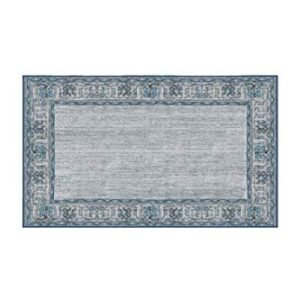 RUGGABLE Zinnia Washable Rug - Perfect Boho Area Rug for Living Room Bedroom Kitchen - Pet & Child Friendly - Stain & Water Resistant - Blue 3'x5' (Standard Pad)