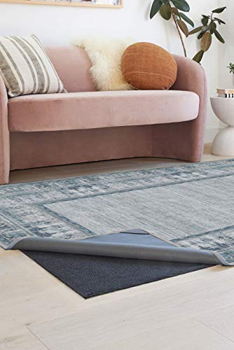 RUGGABLE Zinnia Washable Rug - Perfect Boho Area Rug for Living Room Bedroom Kitchen - Pet & Child Friendly - Stain & Water Resistant - Blue 3'x5' (Standard Pad)