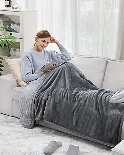 Lynnlov Large 3 Layers Flannel Fleece Throw Blanket Twin Size 60" x 80", Decorative Soft Thick Microfiber Plush Blanket, Luxury Comfy Cozy Velvet Winter Warm Blankets,Washable & Breathable,Grey