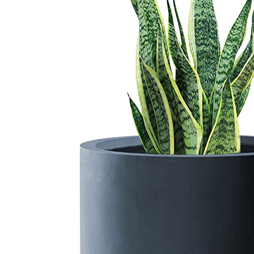 Kante 9.8",12.6",15.7" DiaConcrete Outdoor Modern Cylindrical Planters Set of 3, Charcoal