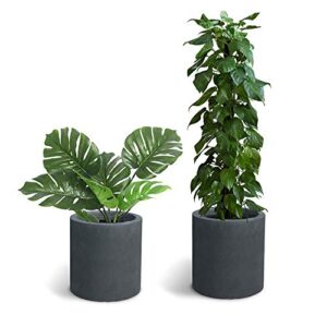 Kante 9.8",12.6",15.7" DiaConcrete Outdoor Modern Cylindrical Planters Set of 3, Charcoal