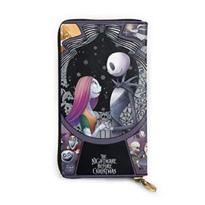 nightmare before christmas purse gifts womens small wallet ladies wristlet clutch rfid blocking genuine leather zip purse