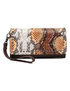 m&f western angel ranch python clutch brown one size