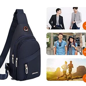 YERCHIC Small Sling Backpack Men Women Wallet Purse Crossbody Chest Bag with Earphone Hole for Travel Outdoor Sports Casual Daypack (Blue)