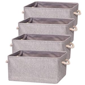 tenabort 4 pack large storage basket bin, foldable storage cube box fabric collapsible organizer with handles for closet home office clothes shelf, grey