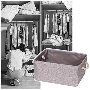 TENABORT 4 Pack Large Storage Basket Bin, Foldable Storage Cube Box Fabric Collapsible Organizer with Handles for Closet Home Office Clothes Shelf, Grey