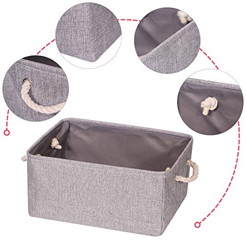 TENABORT 4 Pack Large Storage Basket Bin, Foldable Storage Cube Box Fabric Collapsible Organizer with Handles for Closet Home Office Clothes Shelf, Grey