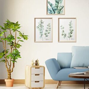 HesenDot Framed Wall Art，Botanical Prints for Bedroom, Minimalist 3 Piece Wood Art Wall Decor Aesthetic, 16x12in High Frame Design Prints Flower Green Eucalyptus Leaf Artworks, MDF Framed Poster for Kitchen, Bathroom, Bedroom Set of 3