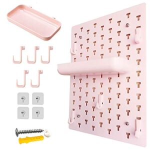 ancbace wall shelf floating shelves wall mount shelf pegboard hooks organizer storage racks decorative diy for living room kitchen bathroom office entryway plastic convenient (1, pink)