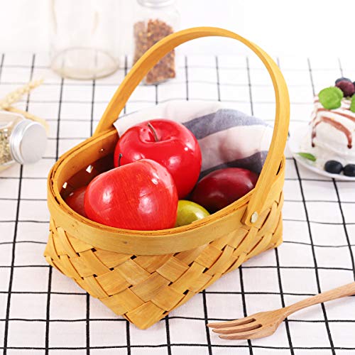 BESPORTBLE Garden Basket Portable Handmade Rattan Storage Container Storage Basket Houseware Wooden Woven Storage Basket with Handle, 27 x 22 x 11.5cm