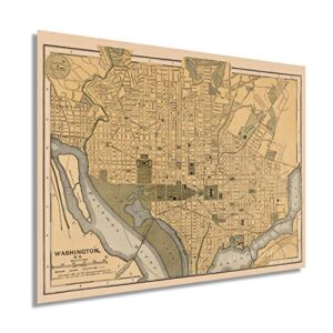 historix vintage 1897 map of washington dc – 18×24 inch washington dc vintage map – dc map wall art – washington dc map print – washington dc poster map – map washington dc decor