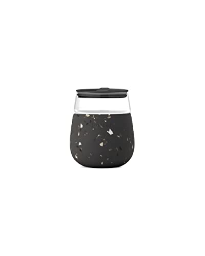 W&P Porter Wine Cocktail Glass w/Protective Silicone Sleeve | Terrazzo Charcoal 15 Ounces | On-the-Go | Reusable | Portable | Dishwasher Safe