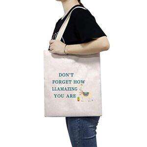 TSOTMO Llama Gift Never Forget How Llamazing You are Novelty Gift Alpaca canvas tote bags for Women Girls canvas tote bags Gifts Animal Lover Gift (Llamaz canvas)