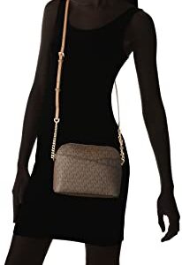 Michael Kors Jet Set Medium Crossbody Leather Handbag (BROWN)