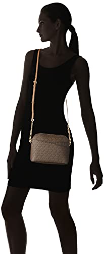 Michael Kors Jet Set Medium Crossbody Leather Handbag (BROWN)