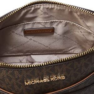 Michael Kors Jet Set Medium Crossbody Leather Handbag (BROWN)