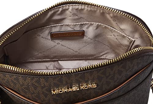 Michael Kors Jet Set Medium Crossbody Leather Handbag (BROWN)