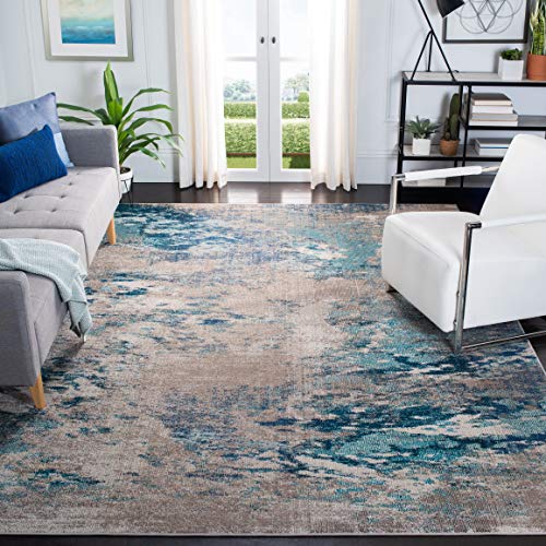 SAFAVIEH Madison Collection 10' x 14' Blue/Grey MAD440M Modern Boho Abstract Non-Shedding Living Room Bedroom Dining Home Office Area Rug