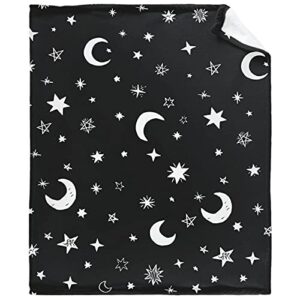 terstin black and white moon and star throw blanket soft flannel fleece velvet plush personalized throws fuzzy warm cozy soft bedding blankets anti-pilling 50″x40″