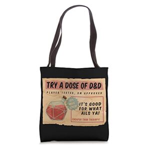 vintage ad d20 healing potion dungeons & rpg dragons tote bag