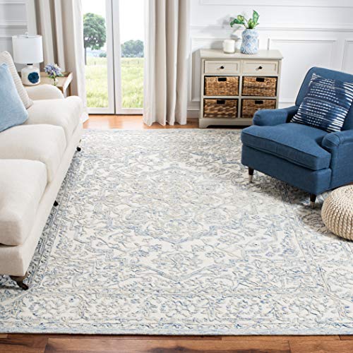 SAFAVIEH Trace Collection 8' x 10' Ivory/Blue TRC302M Handmade Premium Wool Area Rug