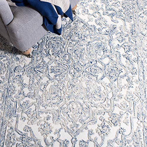 SAFAVIEH Trace Collection 8' x 10' Ivory/Blue TRC302M Handmade Premium Wool Area Rug