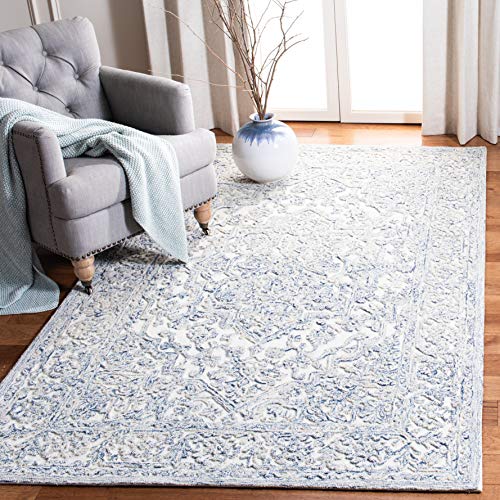 SAFAVIEH Trace Collection 8' x 10' Ivory/Blue TRC302M Handmade Premium Wool Area Rug