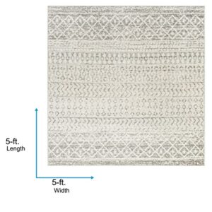 Artistic Weavers Chester Boho Moroccan Area Rug,5' Square,Grey