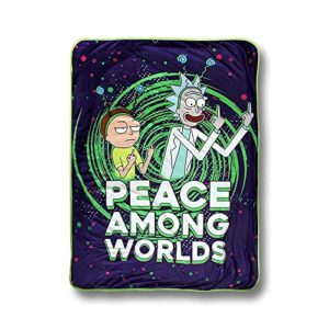 just funky rick and morty peace among worlds blanket 45 x 60 inches | rick and morty giving greetings bed and sofa blanket | home deco | anime blanket | collective