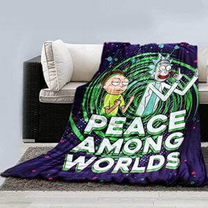 JUST FUNKY Rick and Morty Peace Among Worlds Blanket 45 x 60 inches | Rick and Morty Giving Greetings Bed and Sofa Blanket | Home Deco | Anime Blanket | Collective