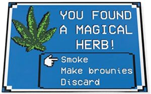 you found a magical herb 3×2 feet funny area rug indoor welcome mat doormat 420 friendly magic weed rpg pixel art 8 bit retro gamer accent rug