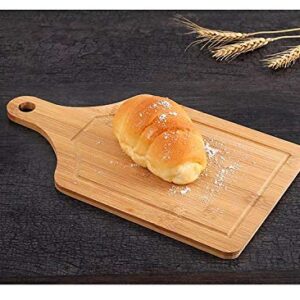 Guojanfon Bamboo Cutting Board ,Meat Chopping Boards,Pizza Peel Paddle with Handle for Homemade Baking Pizza Bread Cake Fruit Vegetables (Small Square -Board)