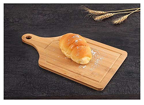 Guojanfon Bamboo Cutting Board ,Meat Chopping Boards,Pizza Peel Paddle with Handle for Homemade Baking Pizza Bread Cake Fruit Vegetables (Small Square -Board)