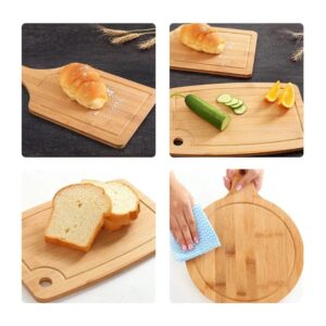 Guojanfon Bamboo Cutting Board ,Meat Chopping Boards,Pizza Peel Paddle with Handle for Homemade Baking Pizza Bread Cake Fruit Vegetables (Small Square -Board)