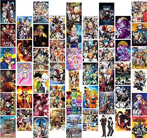 FDOM Anime Wall Collage Kit, 50 Pack Anime Style Photo Collection Collage Dorm Decor Album Style Collage for Girl and Boy Teens, Small Posters Wall Prints Kit for Room Bedroom Aesthetic.