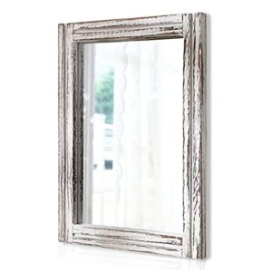 aazzkang wood mirror with frame rustic wall mirror rectangle decorative farmhouse bedroom bathroom hanging mirror home wall decor