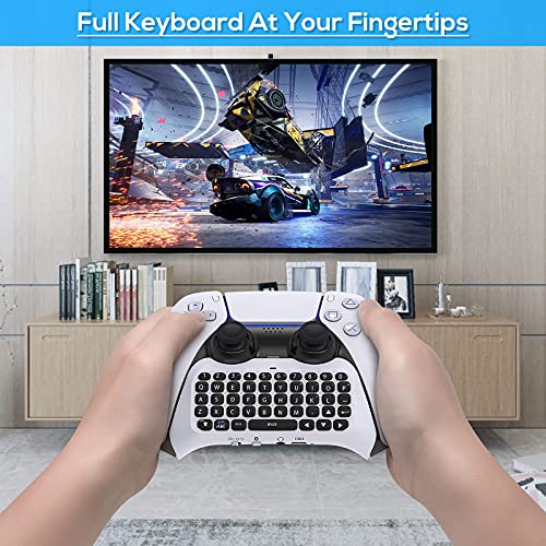 Controller Keyboard for PS5, Protable Bluetooth Keyboard Chatpad Mini Rechargable Handheld Controller Grip Keyboard Gaming Keypad for PlayStation 5 Controller