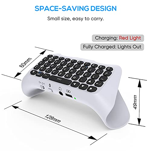 Controller Keyboard for PS5, Protable Bluetooth Keyboard Chatpad Mini Rechargable Handheld Controller Grip Keyboard Gaming Keypad for PlayStation 5 Controller