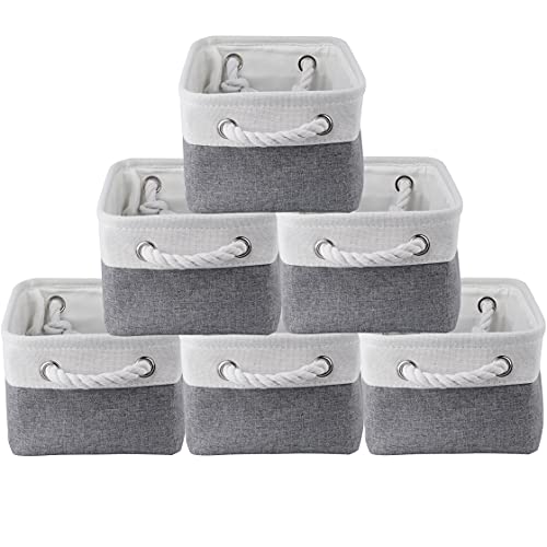 Dicunoy 6 Pack Storage Baskets for Organizing, Small Cloth Basket Bins with Handles, Empty Gift Baskets, Fabric Canvas Boxes for Classrooms, School, Shelves, Nursery, Closet, Toys, 12 x 8 x 5 inch