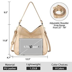 Hobo Handbags for Women Leather Purses and Handbags Ladies Tote Shoulder Bag Large Crossbody Bags with Multi-Pockets