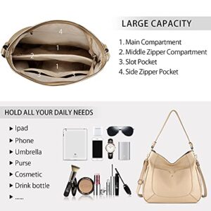 Hobo Handbags for Women Leather Purses and Handbags Ladies Tote Shoulder Bag Large Crossbody Bags with Multi-Pockets