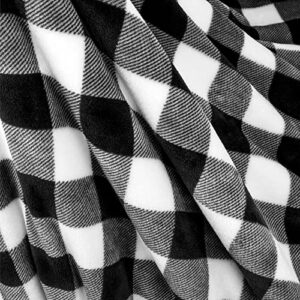 PAVILIA Buffalo Check Sherpa Blanket Throw | Fuzzy White Black Checkered Flannel Fleece Blanket for Couch Bed | Fluffy Warm Cabin Plaid Plush Microfiber Blanket | 50x60